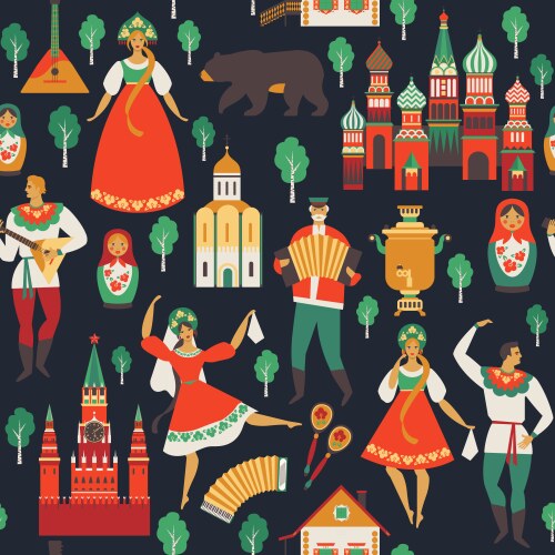 Russia russian folk art flat design Royalty Free Vector