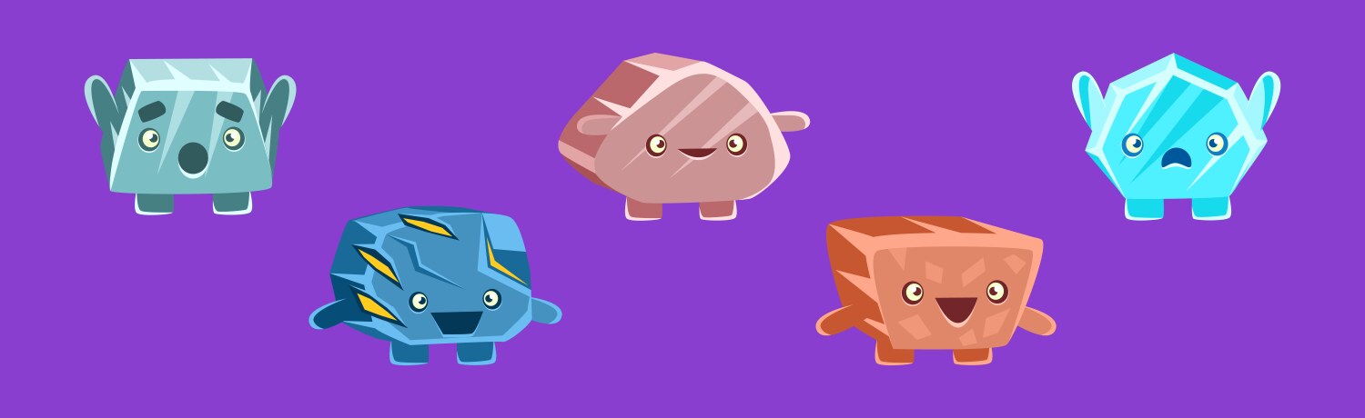 Solid stone character with pretty face set Vector Image