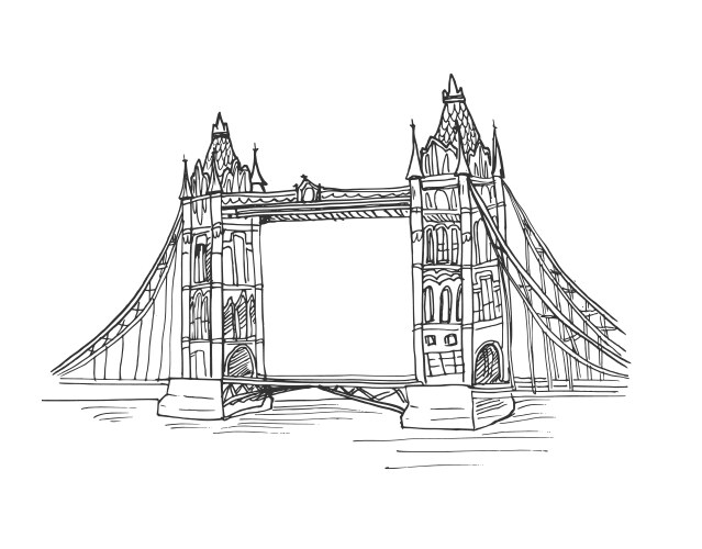 Drawing tower bridge in london uk Royalty Free Vector Image