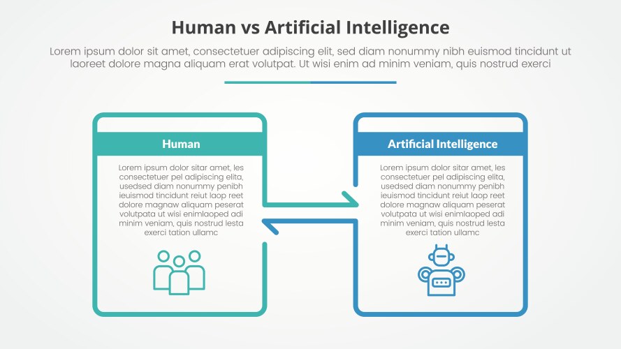 Human employee vs ai artificial intelligence Vector Image Human employee vs ai artificial intelligence Vector Image