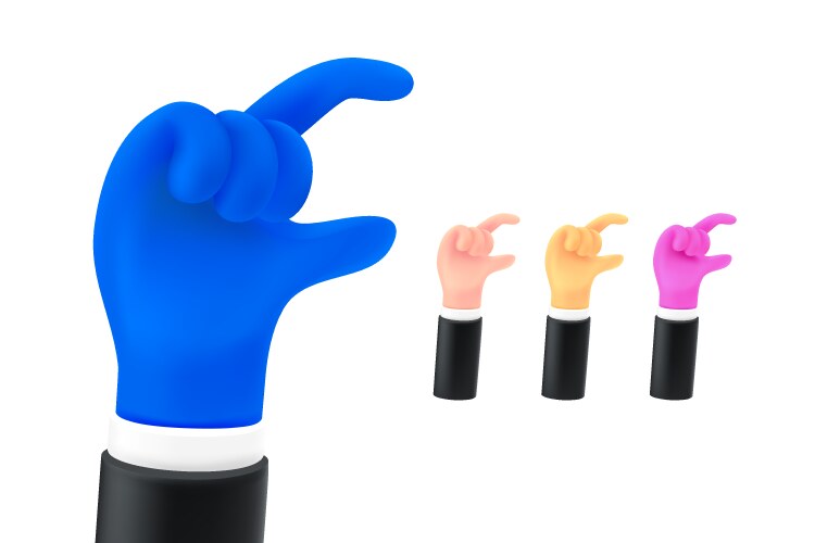 Cartoon hands thumbs up set 3d clipart isolated Vector Image