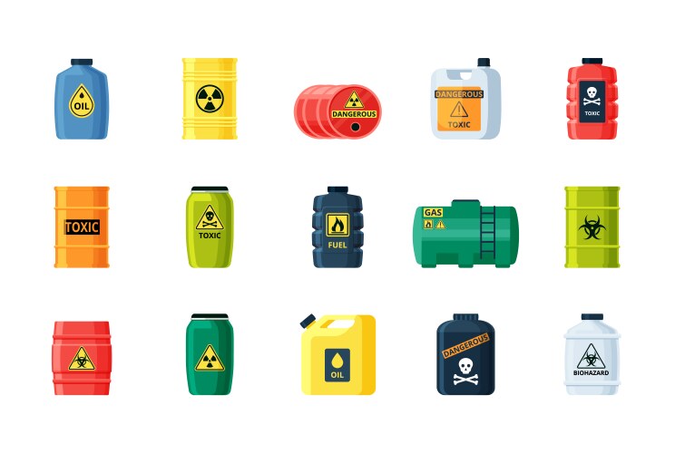 Chemical waste containers Royalty Free Vector Image