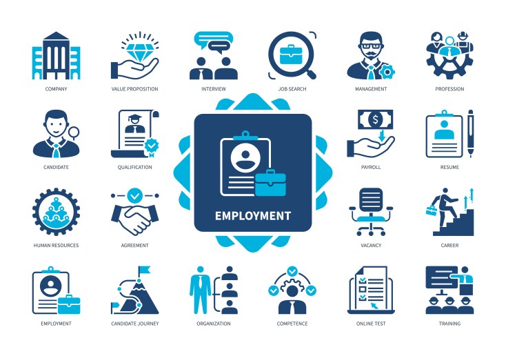 Recruitment solid icon set Royalty Free Vector Image