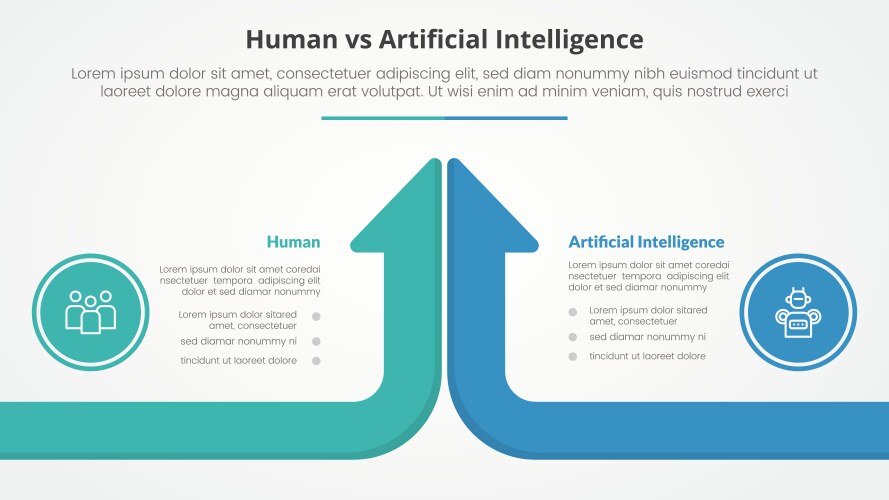Human employee vs ai artificial intelligence Vector Image Human employee vs ai artificial intelligence Vector Image