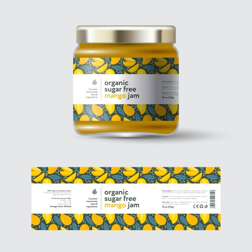 Honey label design bee glass jar sticker packaging