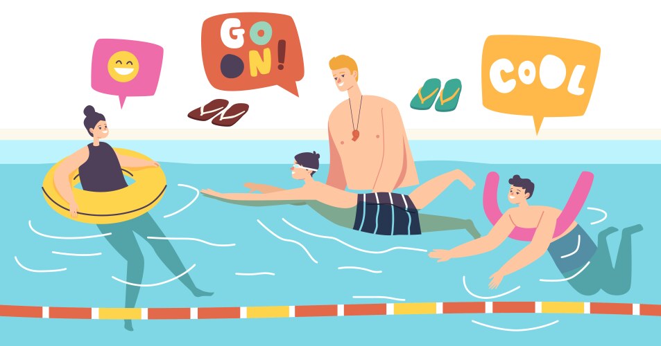 Kids at swimming pool Royalty Free Vector Image