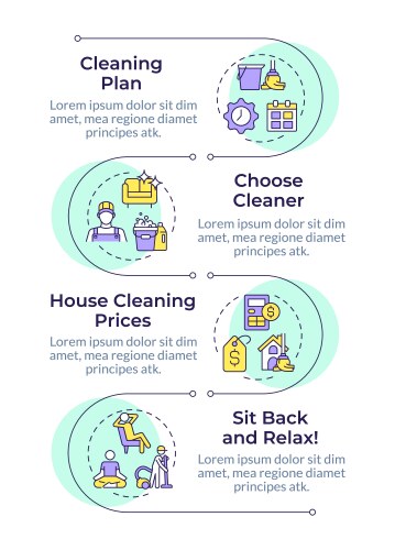 Types of cleaning techniques infographic vertical Vector Image