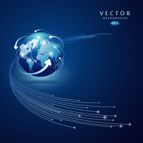 Modern globe network blue background Royalty Free Vector