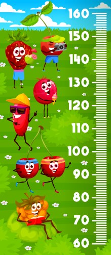 Kids height chart wall metter with funny cartoon Vector Image
