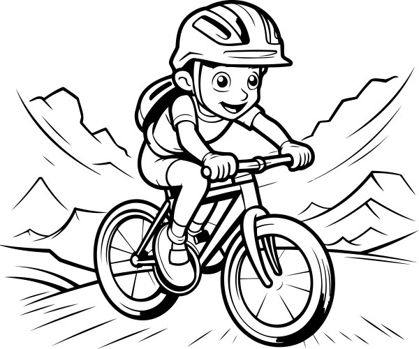 Mountain biker riding on a steep slope sketch Vector Image