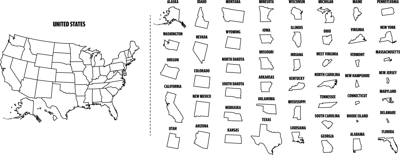 Usa map states line design high detailed Vector Image
