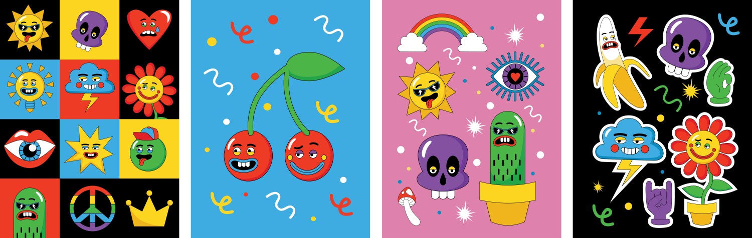 Abstract posters just dance funny simple art Vector Image