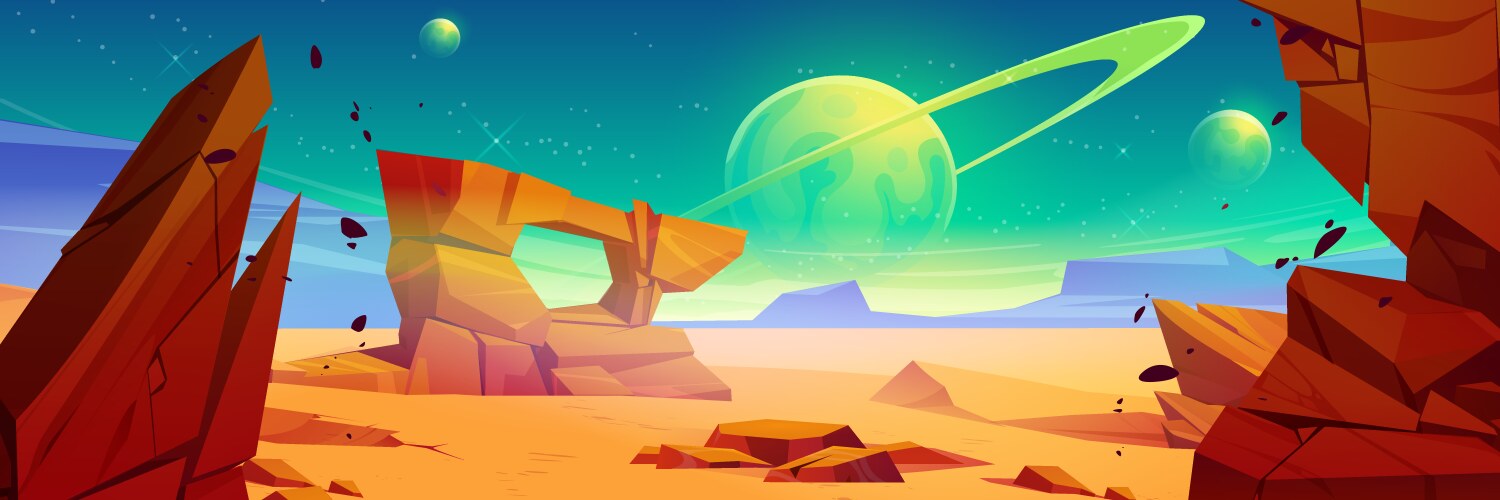 Cute astronaut in outer space with alien planets Vector Image