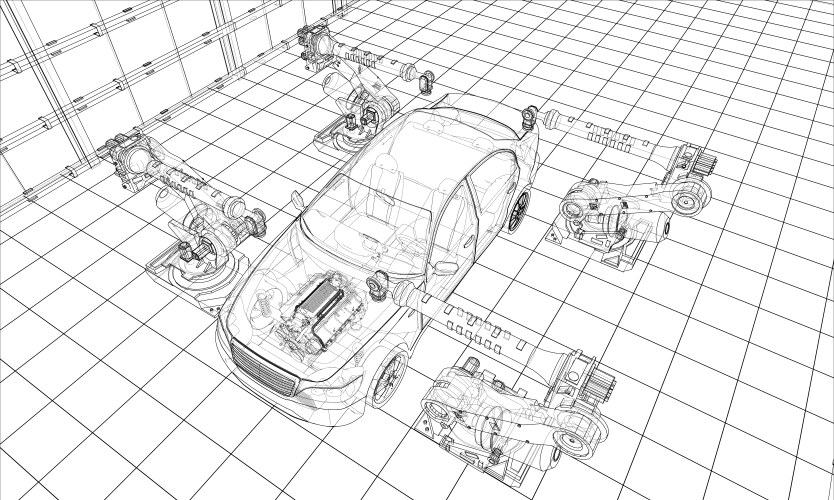 Assembly motor vehicle Royalty Free Vector Image