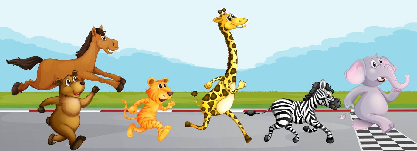 Wild animals running together Royalty Free Vector Image