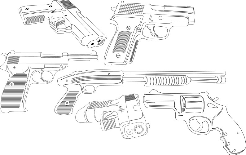 Gun or revolver in two styles Royalty Free Vector Image