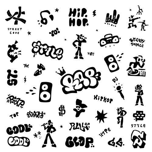 Graffiti street art lettering set rap Royalty Free Vector
