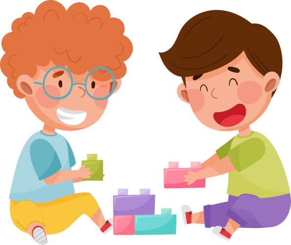 Boy playing with shape blocks Royalty Free Vector Image