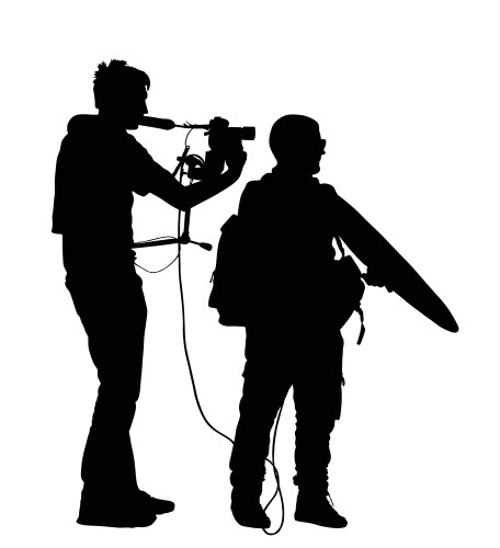 Girl news reporter interview with camera crew Vector Image