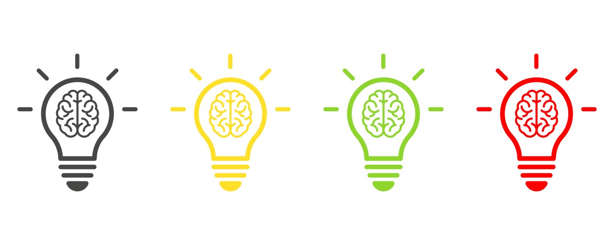 Good idea light bulb and brain with a thin line – Royalty-Free Vector ...