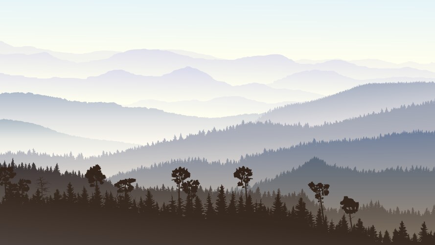 Mountains with forest Royalty Free Vector Image