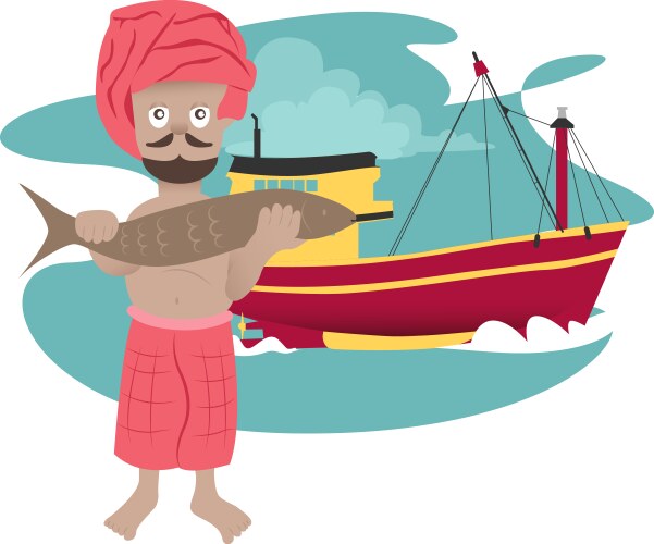 Fisherman character design Royalty Free Vector Image