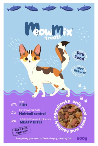 Cat food packaging design pattern for dry Vector Image
