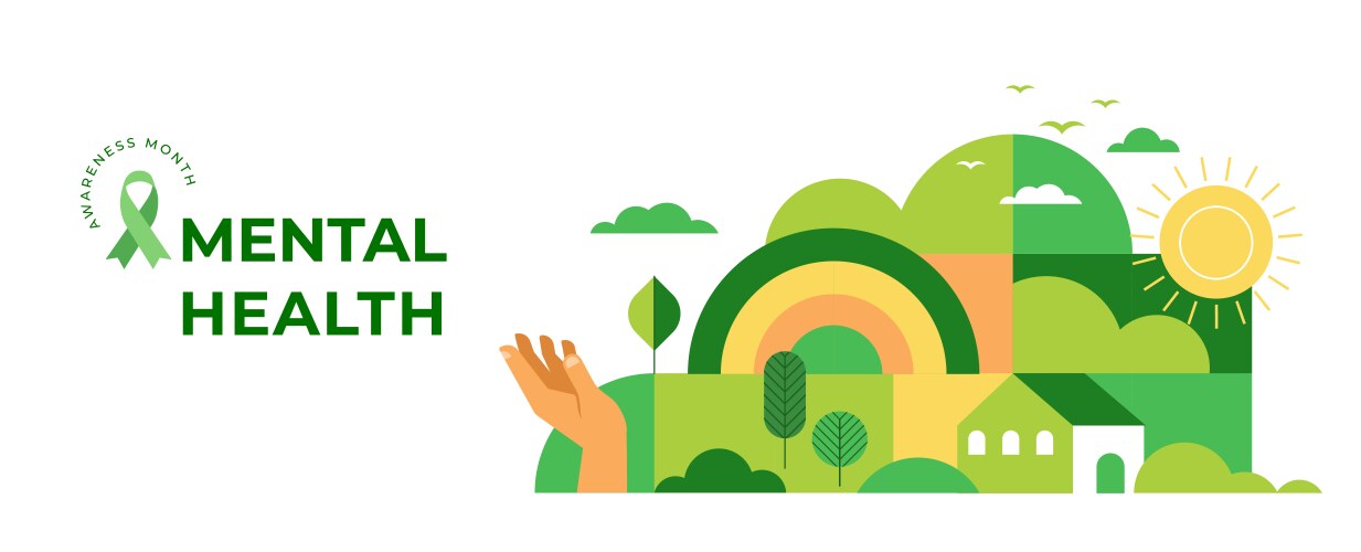 Mental health awareness month banner with woman Vector Image