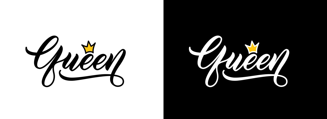 Queen handwritten word Royalty Free Vector Image