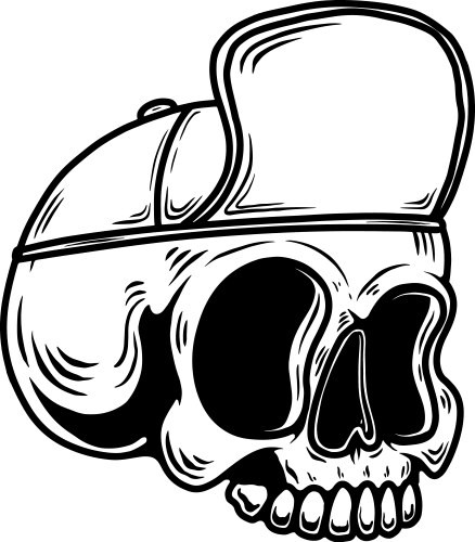 Skull in toque and crossed ladles Royalty Free Vector Image