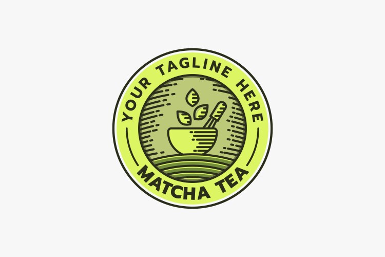 Matcha logo with a combination of a cup of matcha Vector Image
