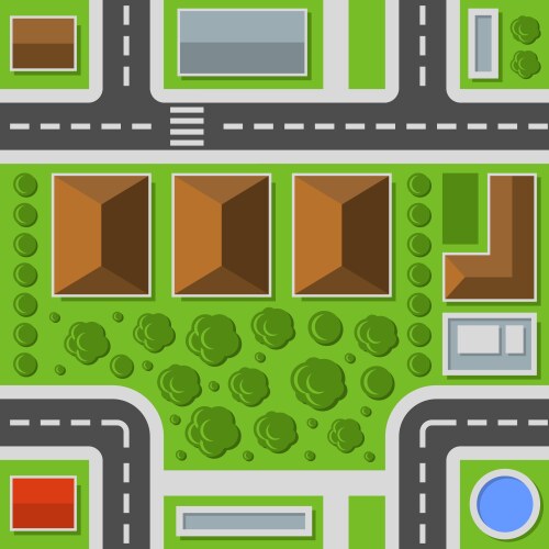 City top view town map seamless pattern Royalty Free Vector