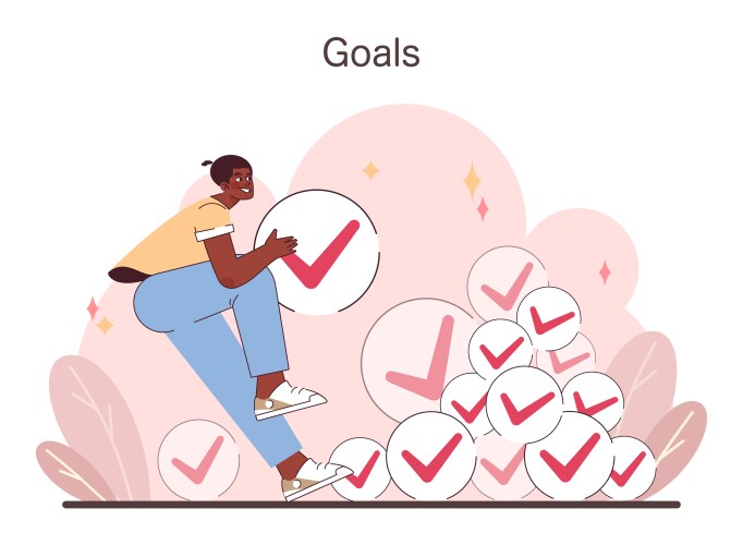 Goal achievement visualization flat Royalty Free Vector