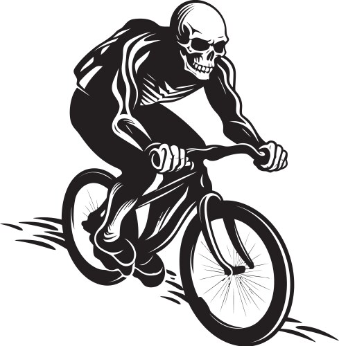 Bonebiker skull riding bicycle icon design grim Vector Image