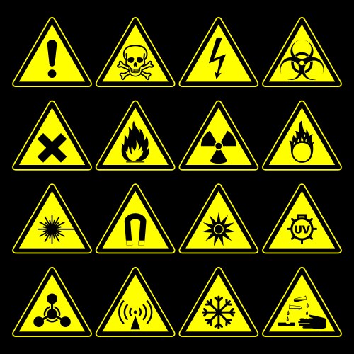 Hazard sign collection Royalty Free Vector Image