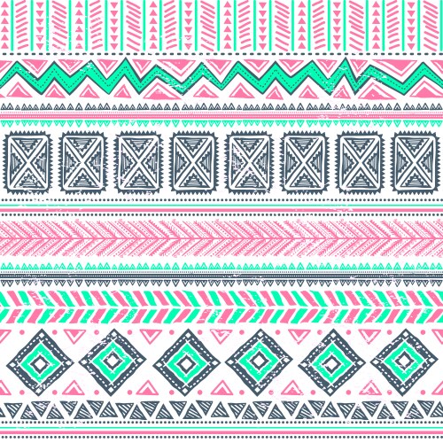 Striped ethnic pattern in vibrant blue and green Vector Image