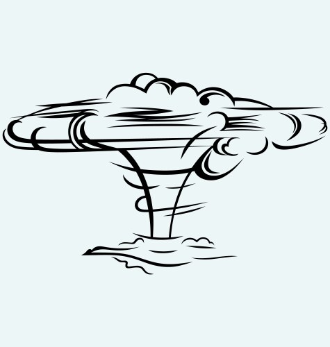 Nuclear bomb explosion engraving Royalty Free Vector Image