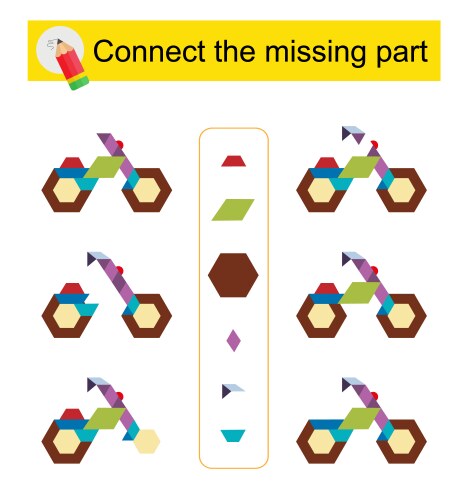 Connect the missing part task for development Vector Image