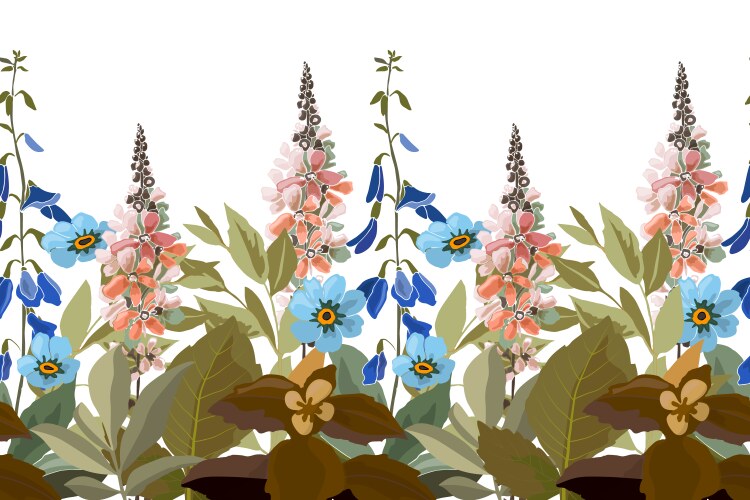 Floral seamless horizontal pattern border Vector Image