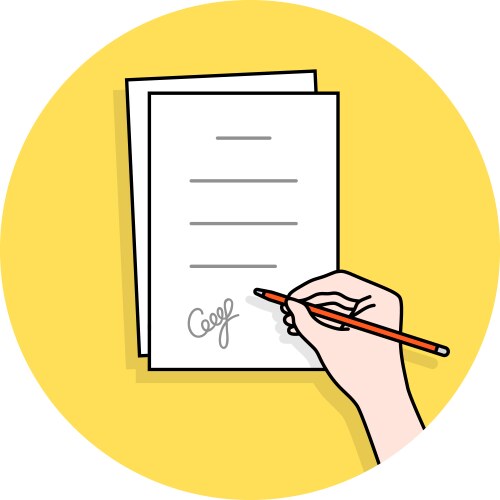 Cartoon people sign document conclusion Royalty Free Vector