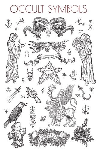 Sketch set of esoteric symbols and occult Vector Image