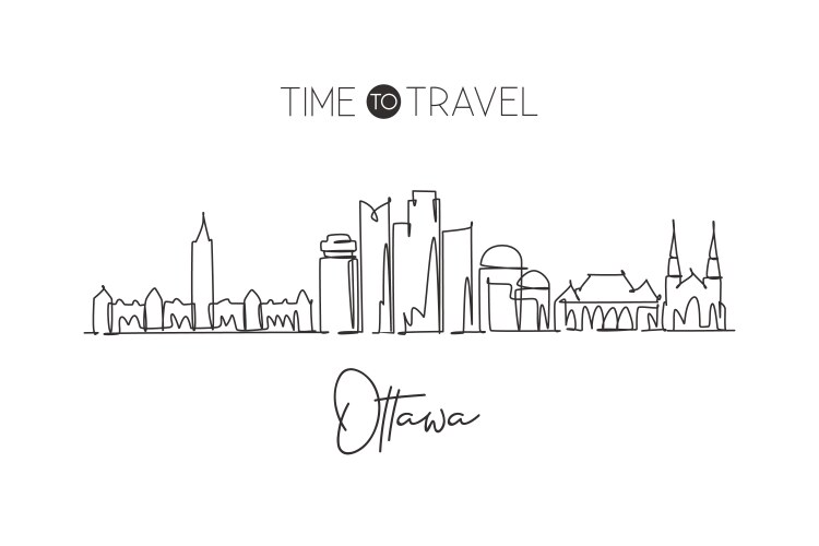 One single line drawing of quebec city skyline Vector Image
