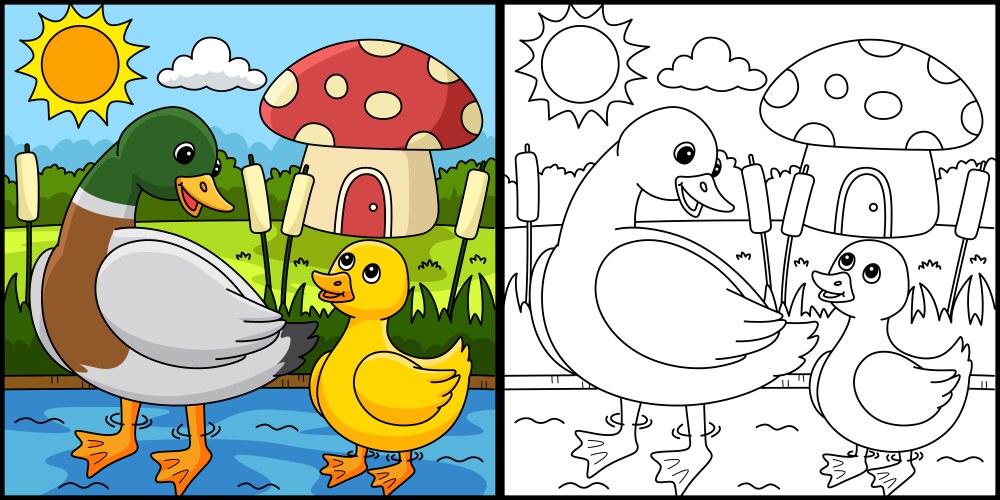 Duck Colour Drawing Vector Images (over 520)