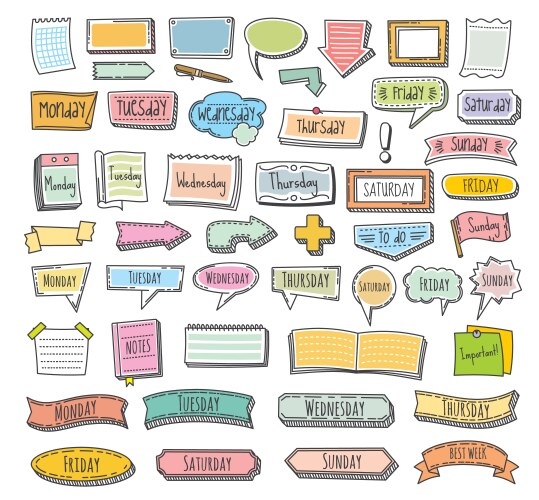 Doodle bullet journal diary notebook frames Vector Image