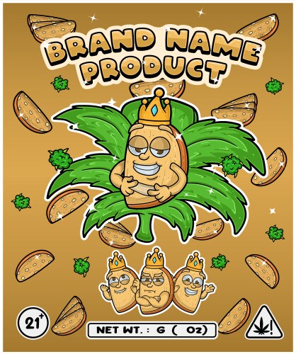 Cartoon marshmallow flavor with cannabis leaf Vector Image
