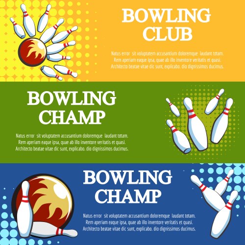 Bowling club cartoon social media banner concept Vector Image
