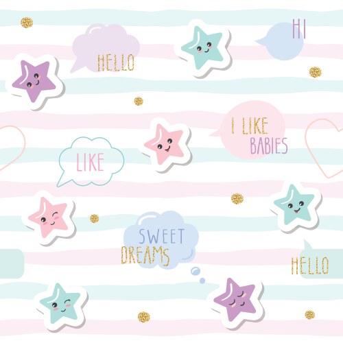 Cute Seamless Pattern Background With Cartoon Vector Image