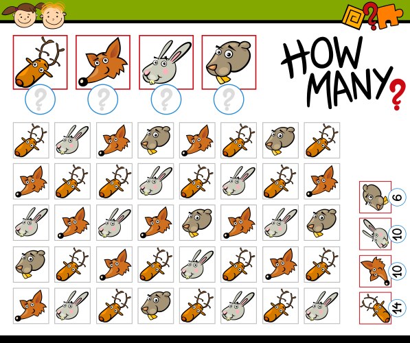 Counting number template with animal Royalty Free Vector