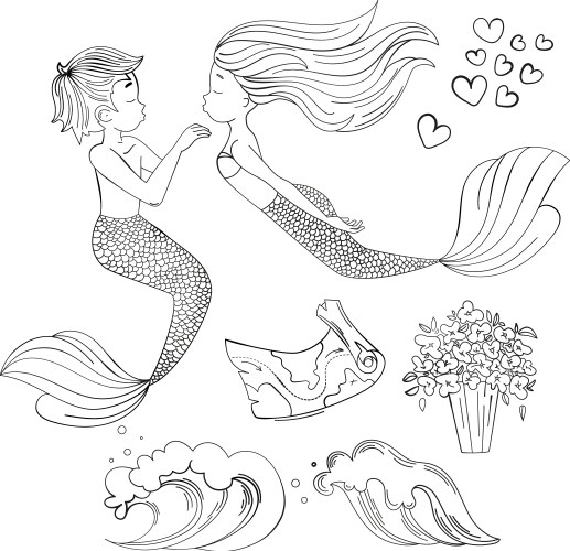 Cute cartoon mermaid Royalty Free Vector Image