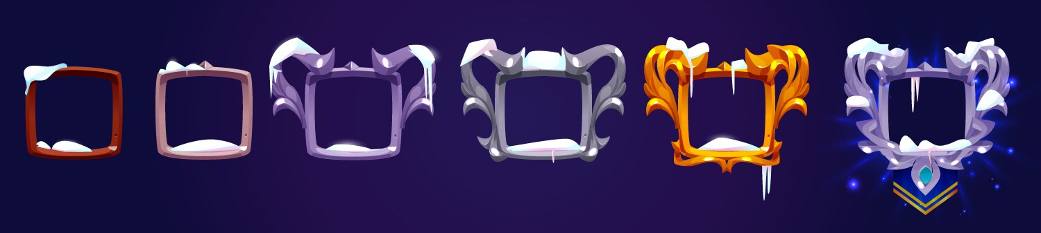 Game avatar templates with fantasy frames Vector Image